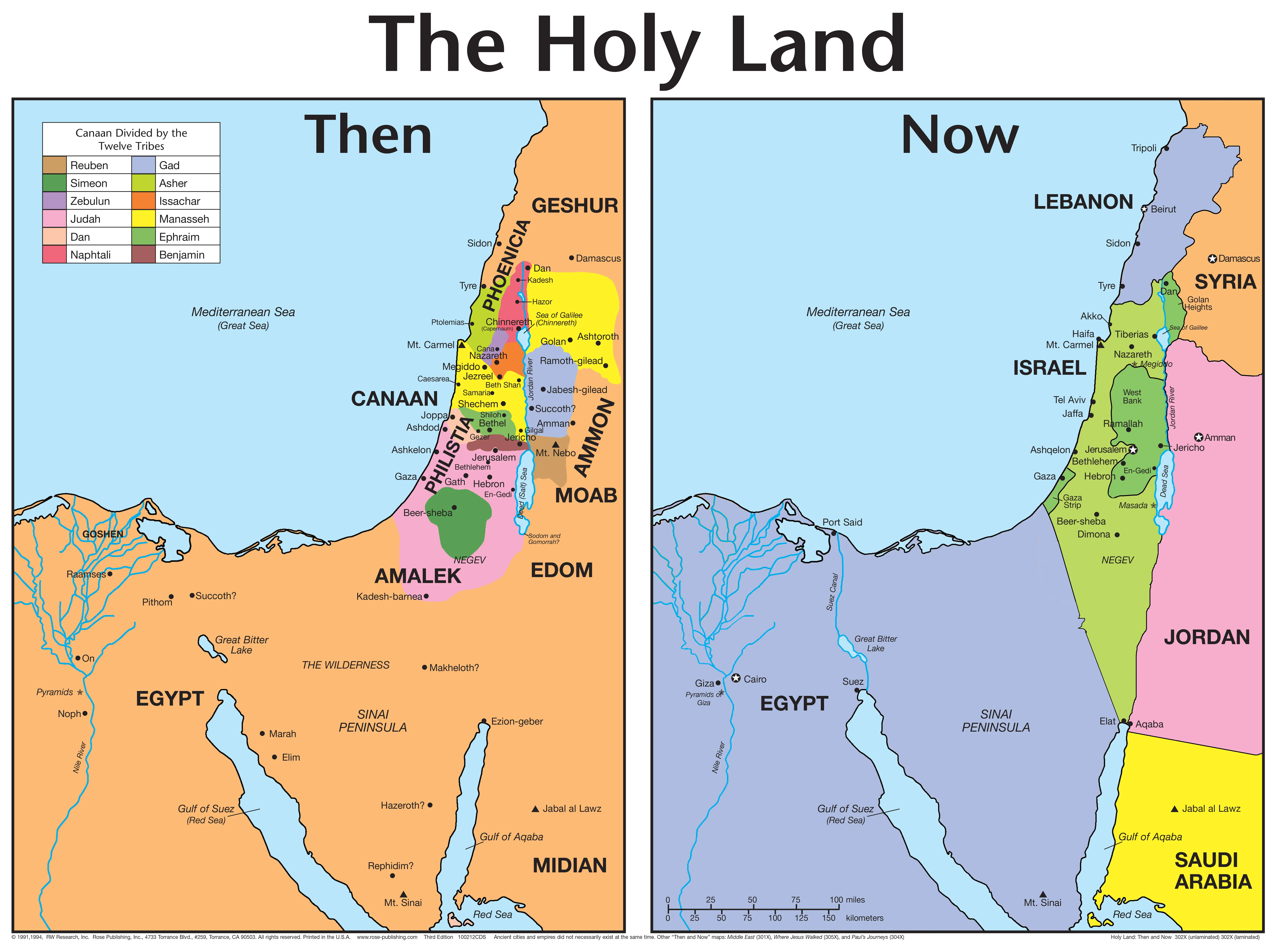 The Holy Land Then And Now Wall Map - Tyndale